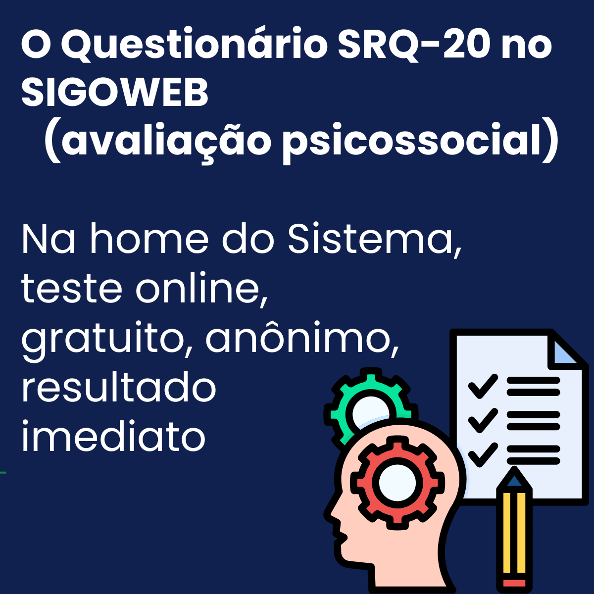 O Questionário SRQ-20 No SIGOWEB | SIGOWEB
